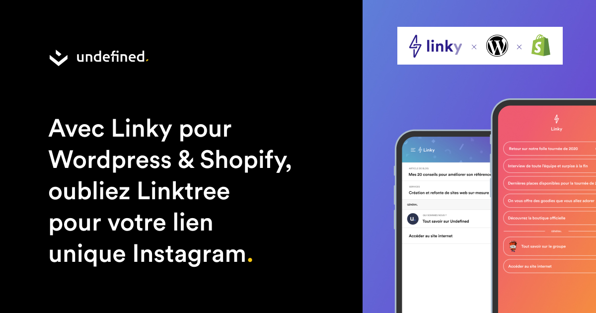 Avec Linky pour Wordpress & Shopify, oubliez Linktree pour votre lien unique Instagram ...